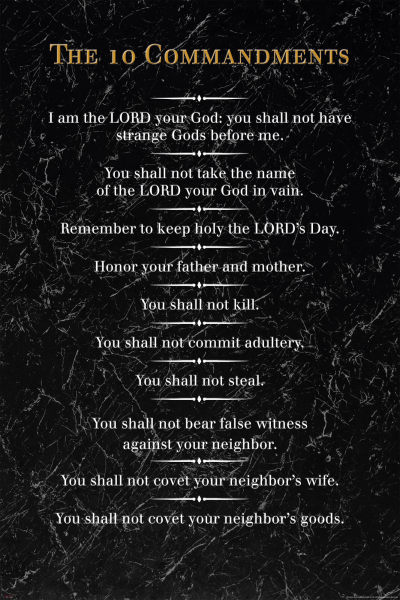 Motivational - Poster - The 10 Commandments black + Zusatzartikel
