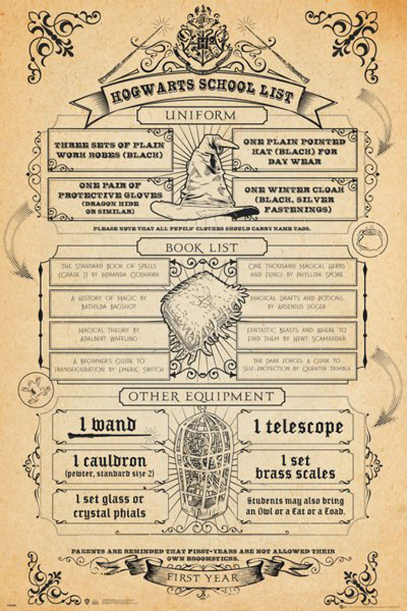 Harry Potter - Poster - Hogwarts List, 11,99