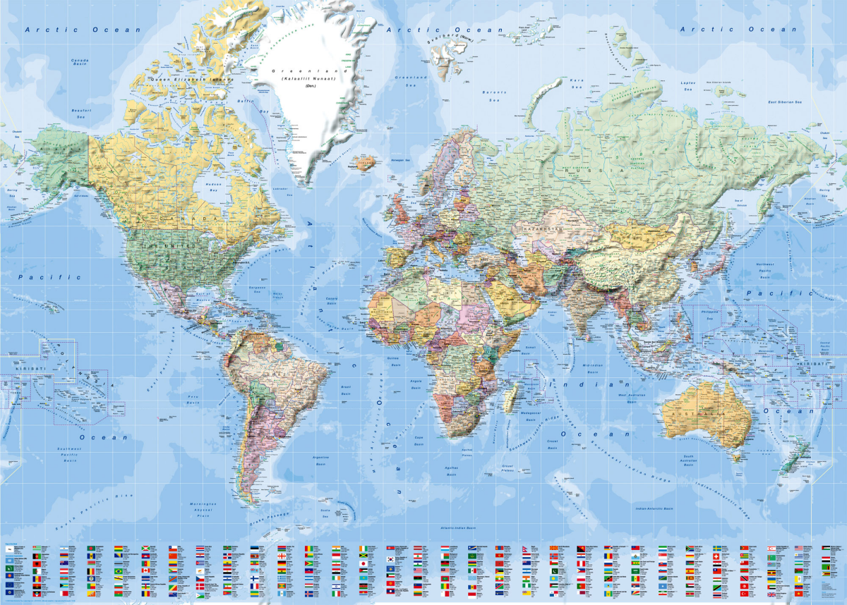 World Map with flags - Giant Poster - English Edition, 21,99