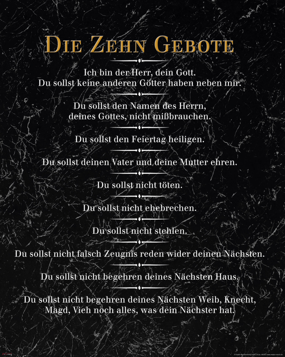 Die 10 Gebote - Mini-Poster - Schwarz + Zusatzartikel, 14,98