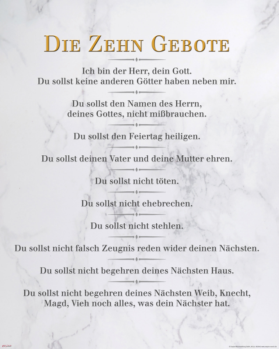 Die 10 Gebote - Mini-Poster - Weiß + Zusatzartikel, 14,98